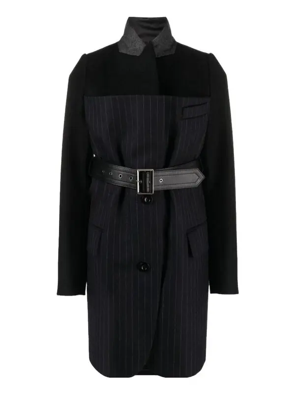 Sacai Belted Panelled Jacket - Black