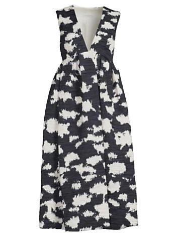 Dries Van Noten Sleeveless Deep V-neck Pleated Dress - Black