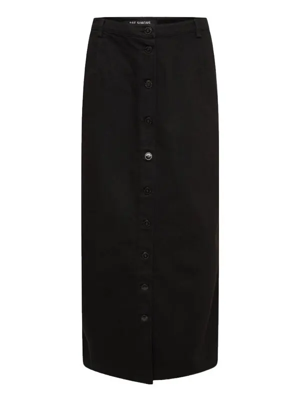 Raf Simons Buttoned Denim Midi Skirt - Black