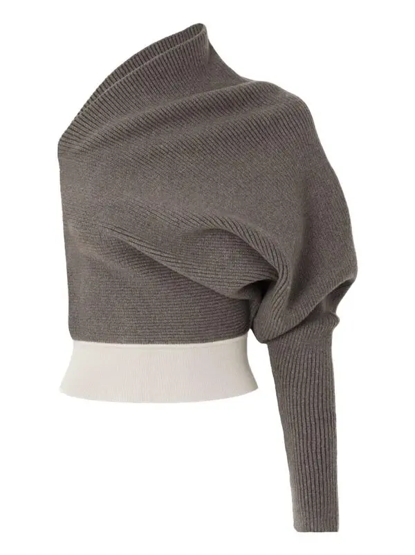 Rick Owens One-shoulder Ribbed-knit Jumper - Black