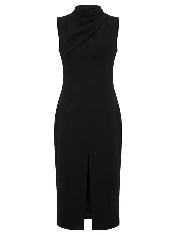 Gucci Sable Drape Detailed Sleeveless Dress - Black
