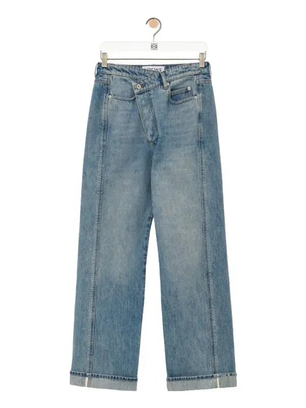 Loewe Deconstructed Logo-patch Jeans - Blue