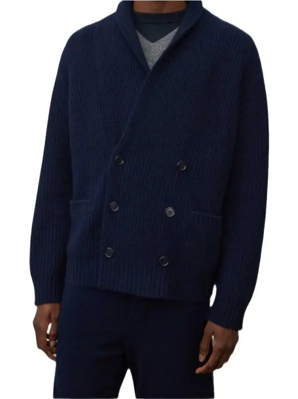 LISA YANG Lyle Double-breasted Ribbed Cashmere Cardigan Jacket - Navy Blue