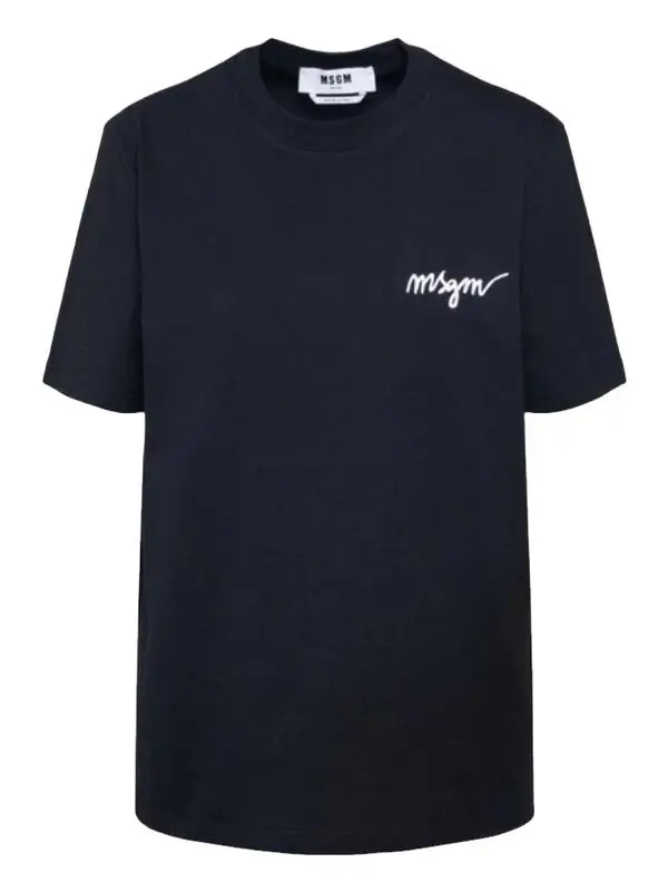 MSGM Logo Detail Crewneck T-shirt - Black