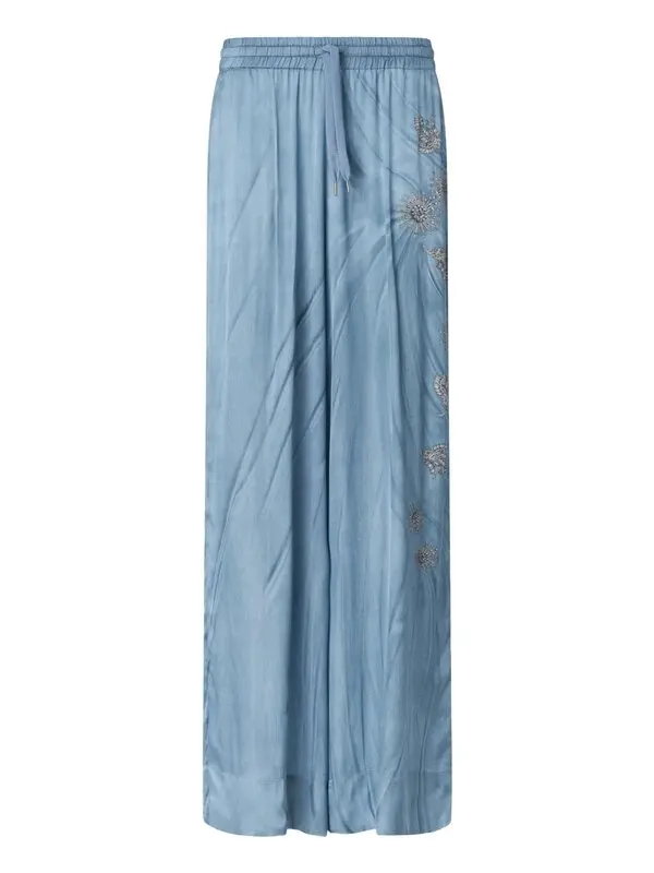 Pinko Embellished Wide-leg Pants - Blue