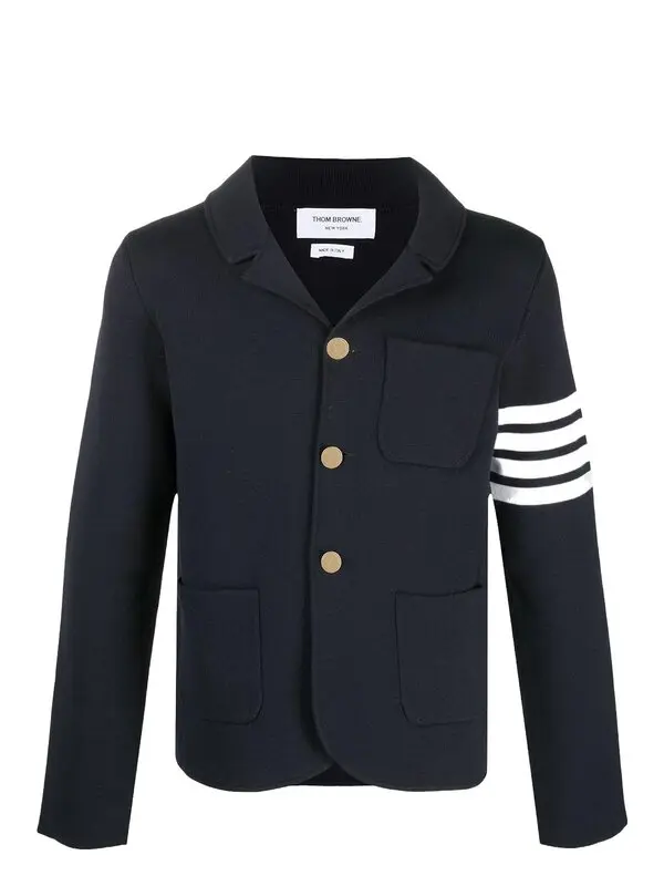 Thom Browne 4-bar Knit Blazer - Navy Blue