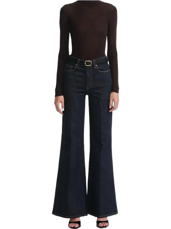 SELF-PORTRAIT Flared High-rise Jeans - Indigo