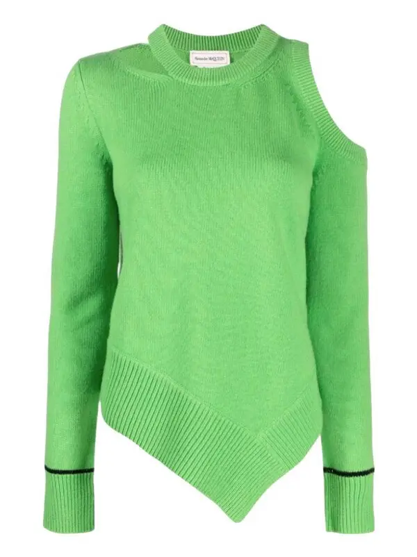 Alexander McQueen Asymmetrical Cut-out Pullover - Green