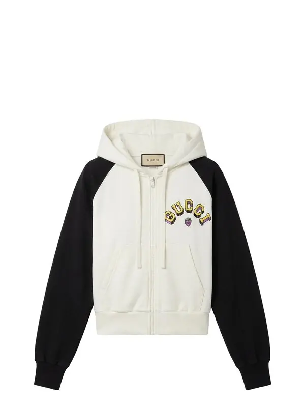 Gucci Jersey Hooded Sweatshirt With Graphic Detail - White
