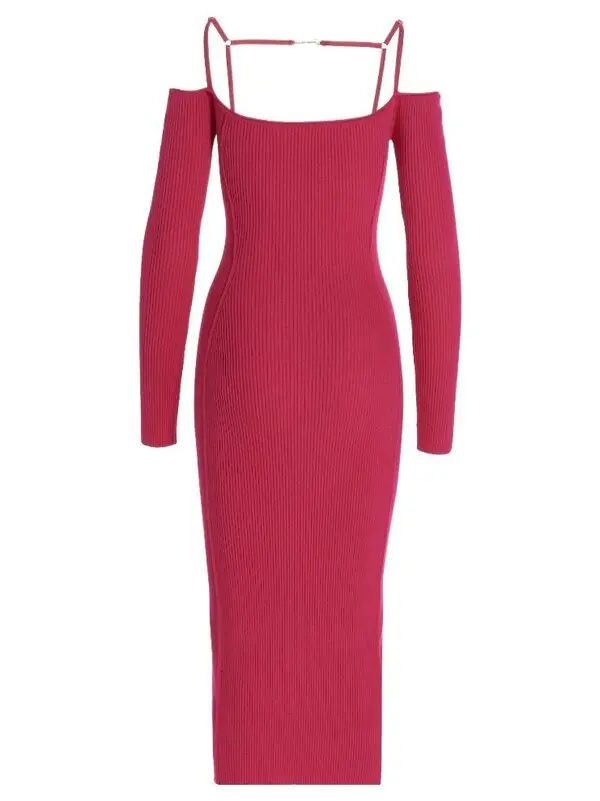 Jacquemus Logo Knitted Dress - Red