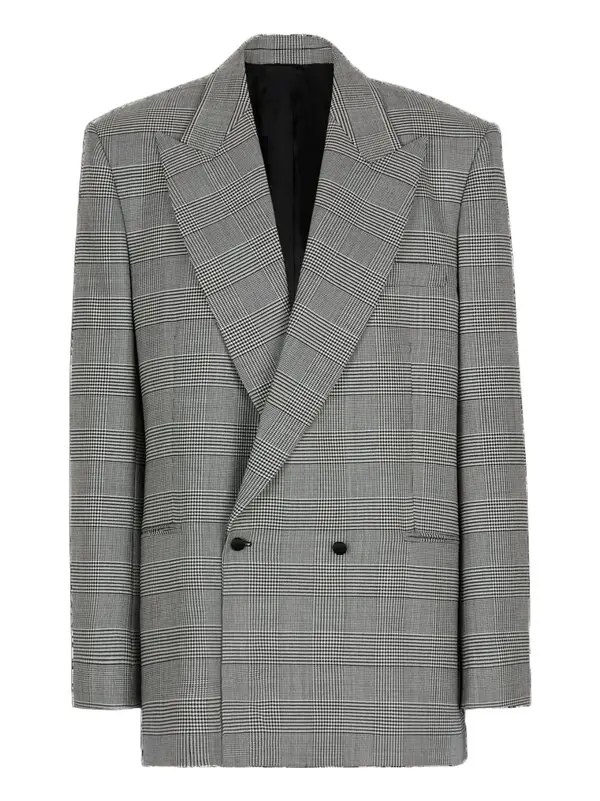 Balmain Houndstooth Double-breasted Blazer - Black