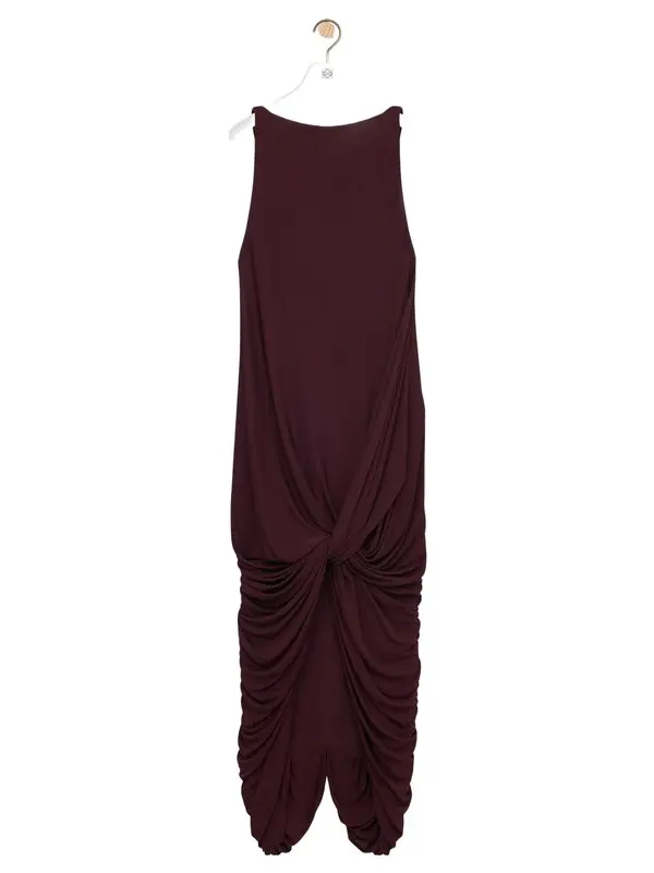 Loewe Knotted Draped Midi Dress - Burgundy