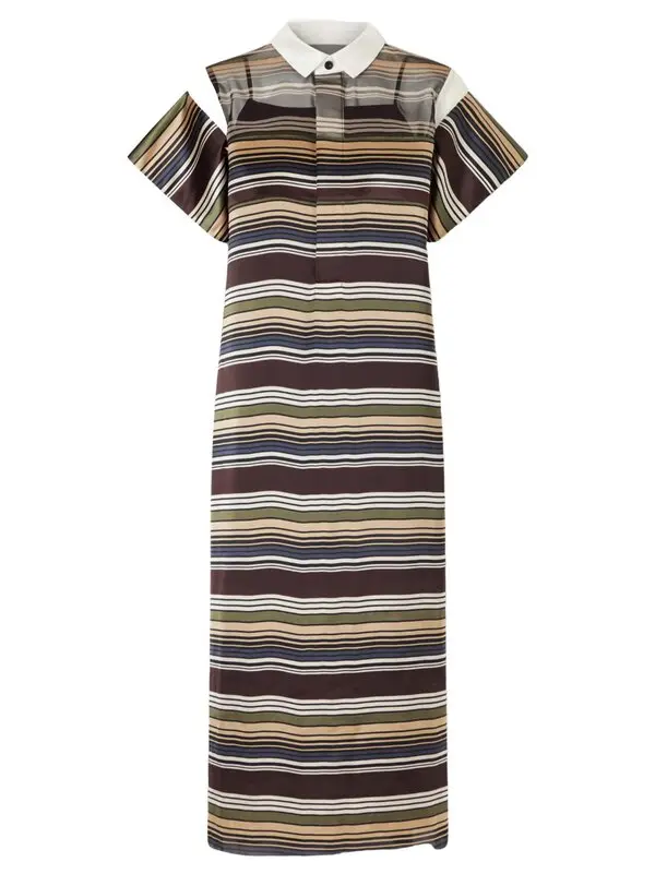 Sacai Striped Midi Dress - Black