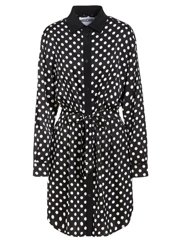 Moschino Polka Dot Shirt Dress - Black