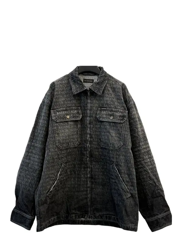 Balenciaga Allover Logo Printed Zip Jacket - No
