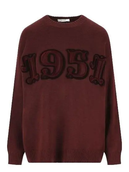 Max Mara Long Sleeve Crewneck Sweater With Embroidered Detail - Brown