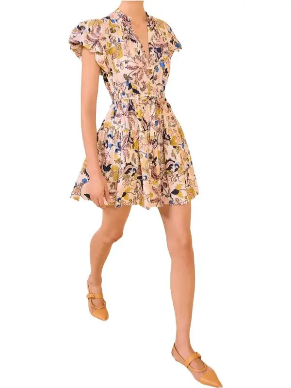 Ulla Johnson Floral-print Puff-sleeve Mini Dress - Magnolia