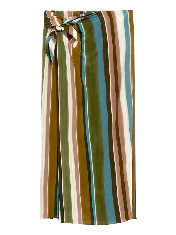 Max Mara Printed Crepe De Chine Pareo Skirt - Brown