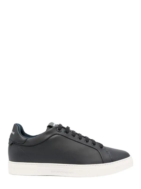 Emporio Armani Leather Lace-up Sneakers - Black