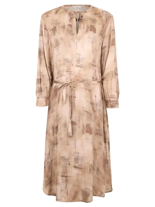Peserico Abstract Print Midi Dress - Nude