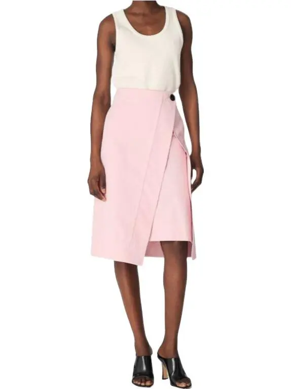 Bottega Veneta Washed Cotton Twill Wrap Midi Skirt - Camelia