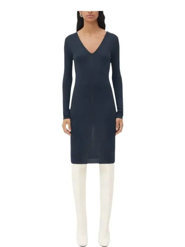Bottega Veneta Logo Silk Dress - Black