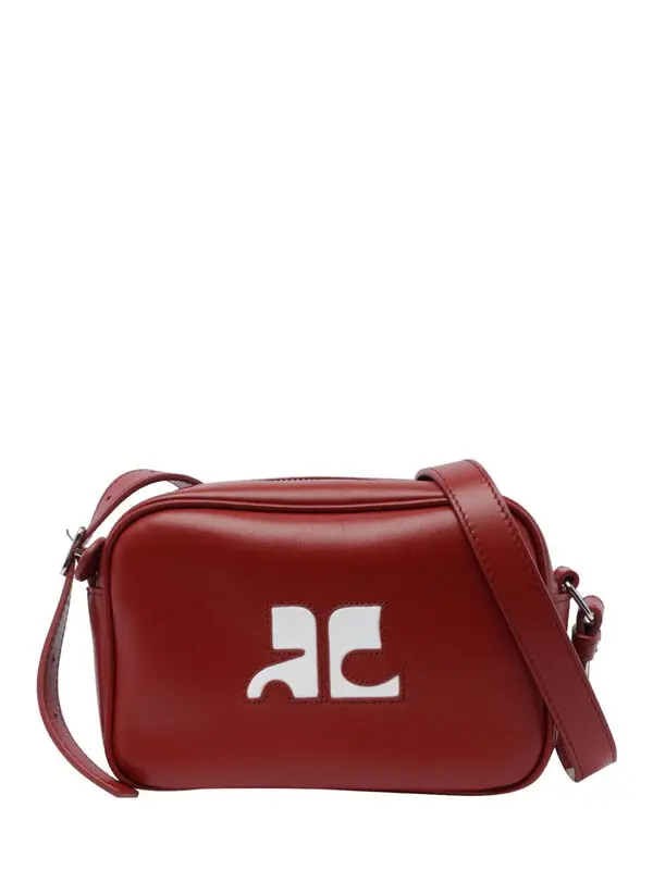 COURREGES Re-edition Logo Patch Zip-up Shoulder Bag - Red