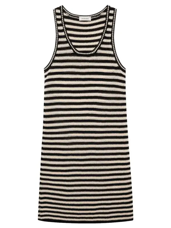 ANINE BING Sleeveless Striped Knit Dress - Black