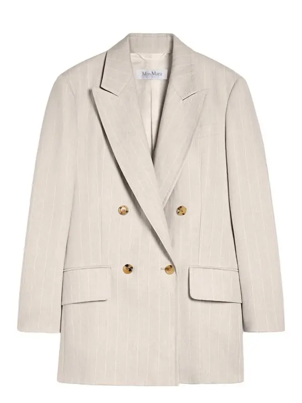 Max Mara Gerla Double-breasted Linen Blazer - Sand-colored