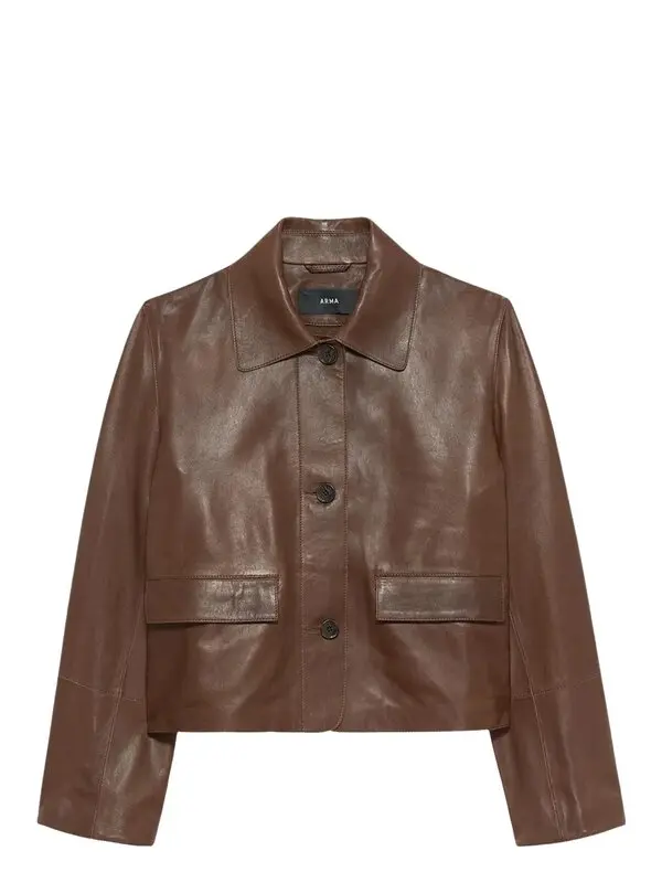 ARMA Cropped Leather Jacket - Muddy Brown