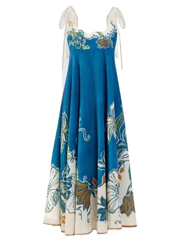 ALEMAIS Luda Floral-print Maxi Dress - Blue
