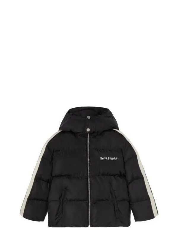Palm Angels Logo-print Hooded Puffer Jacket - Black/white