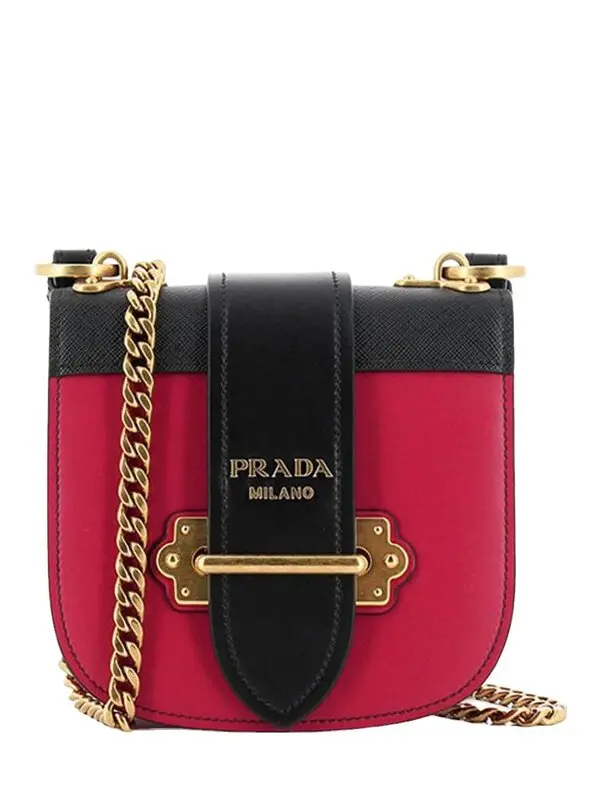 Prada Logo Chain Shoulder Bag - Red