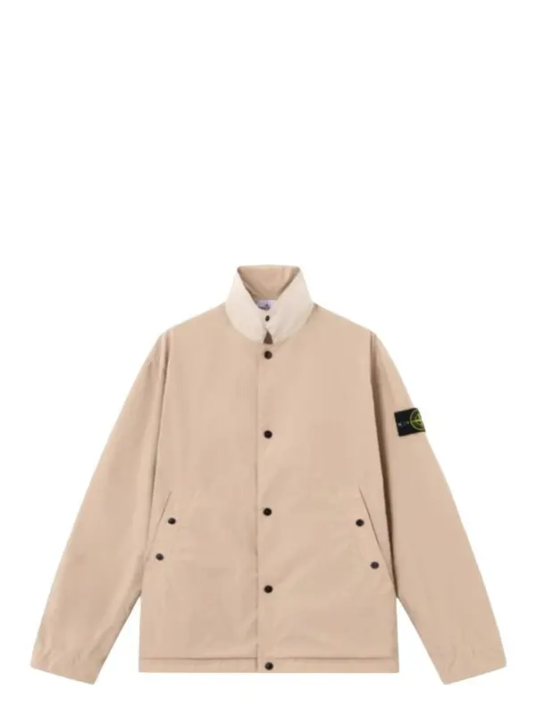 Stone Island Logo Patch Stand Collar Jacket - Desert