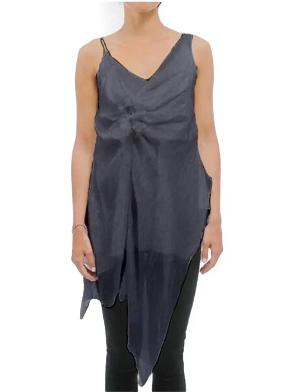 MARC LE BIHAN Asymmetrical Pleated Detail Top - Black