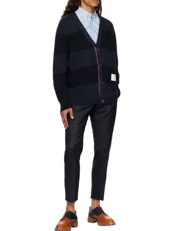 Thom Browne 4-bar Striped Cashmere Cardigan - Navy Blue