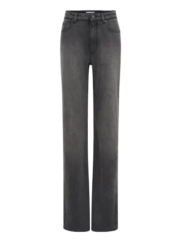 MARINE SERRE Moon Laser Grey Wash Denim High-waist Flare Jeans - Black
