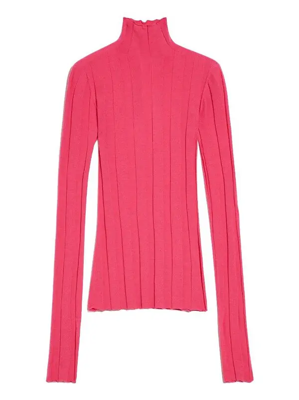 Sportmax High-neck Wide-ribbed Knit Top - Red