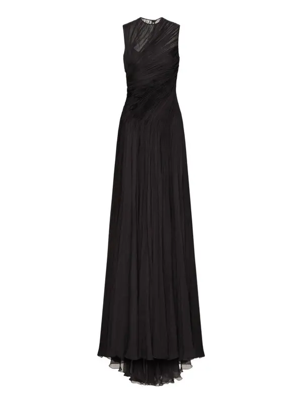 Valentino Garavani Round Neck Sleeveless Gown - Black