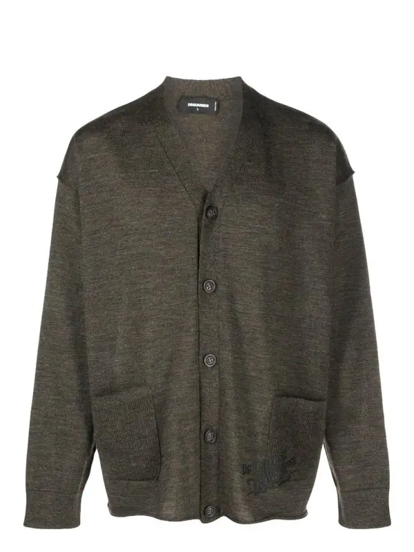 Dsquared2 V-neck Virgin Wool Cardigan - Black