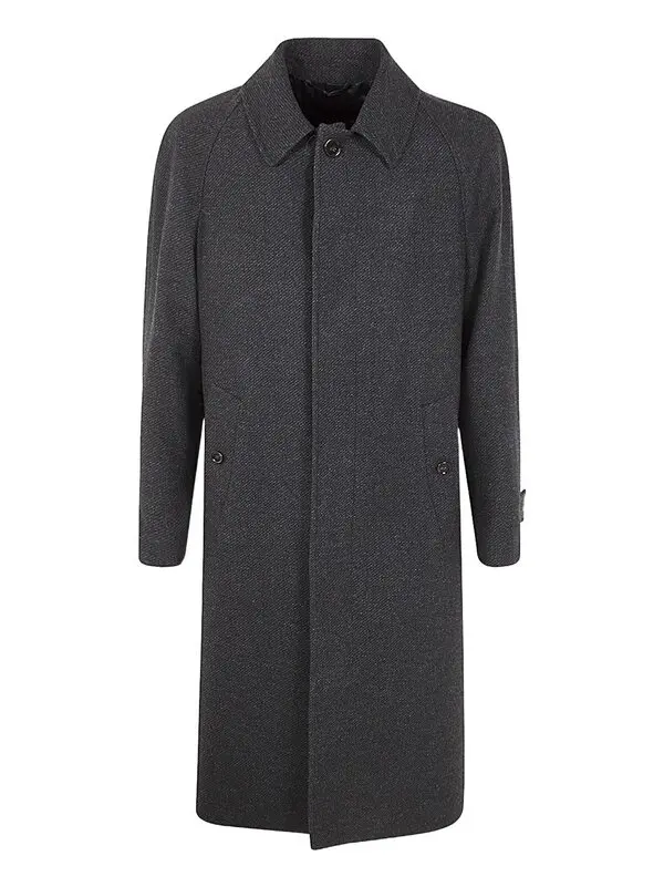 LARDINI Single-breasted Striped Coat - Black