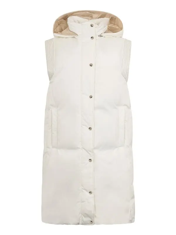 Peserico Hooded Padded Down Gilet - White