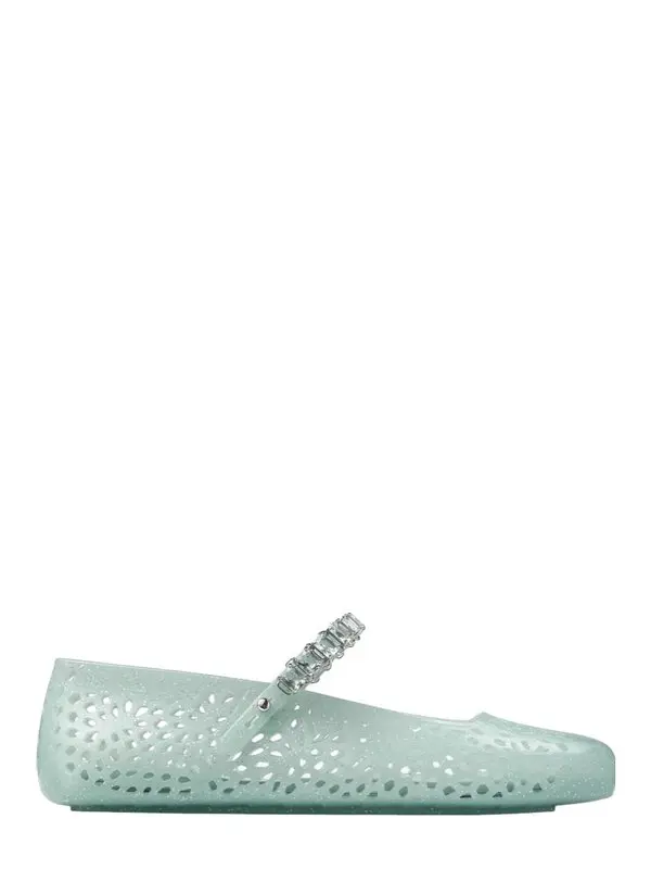 JIMMY CHOO Jelly Embellished Ballerina Flats - Light Green/silver Mixed