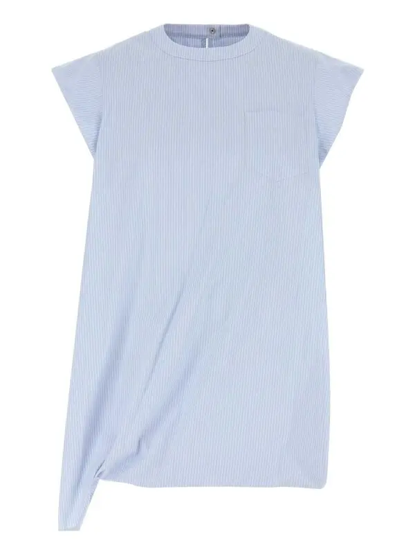 Sacai Striped Asymmetric Poplin Top - Blue