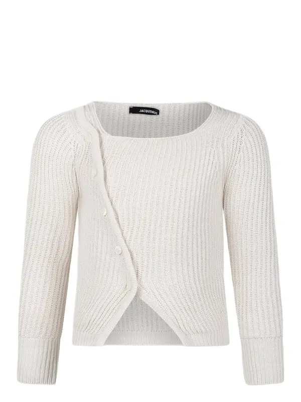 Jacquemus Long-sleeved Cardigan With Asymmetrical Buttons - White