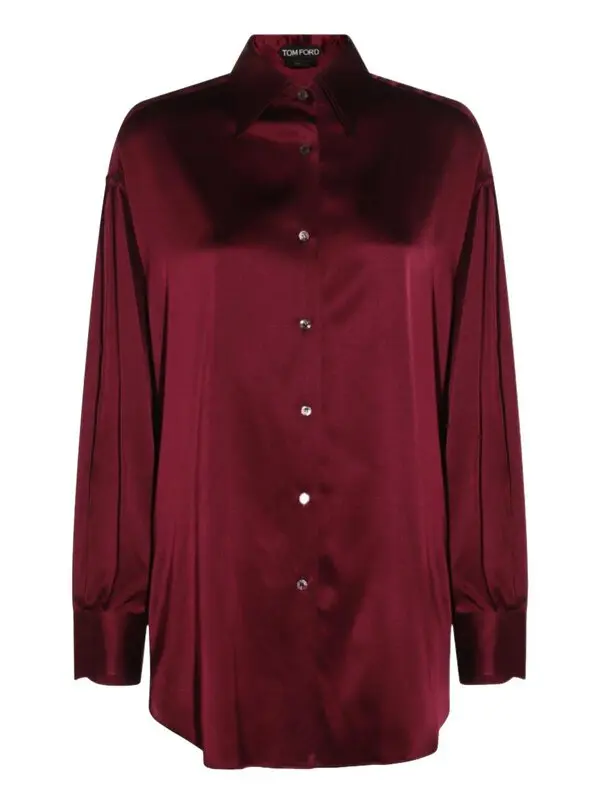 TOM FORD Relaxed Fit Satin Shirt - Brown