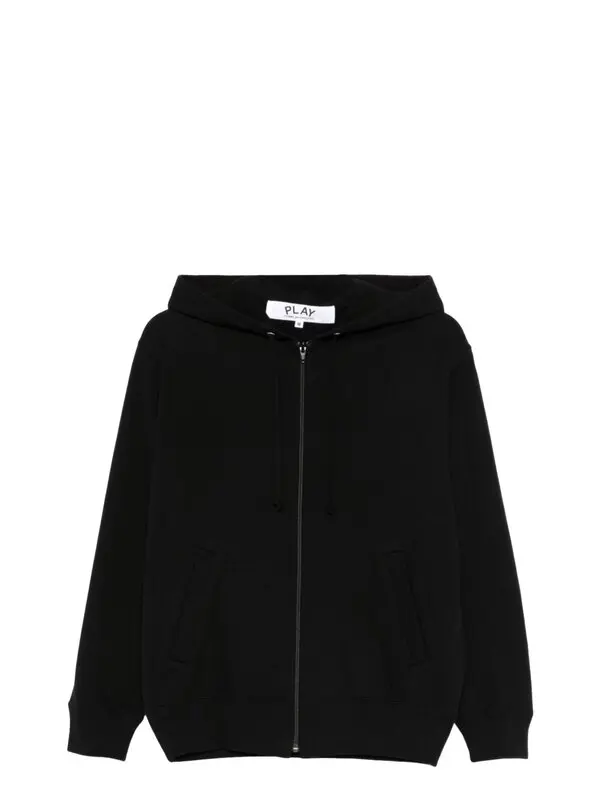 Play Comme Des Garcon Signature Heart-patch Hoodie - Black