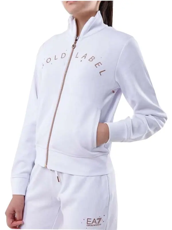 EA7 White Logo Zip-up Jacket - Nude