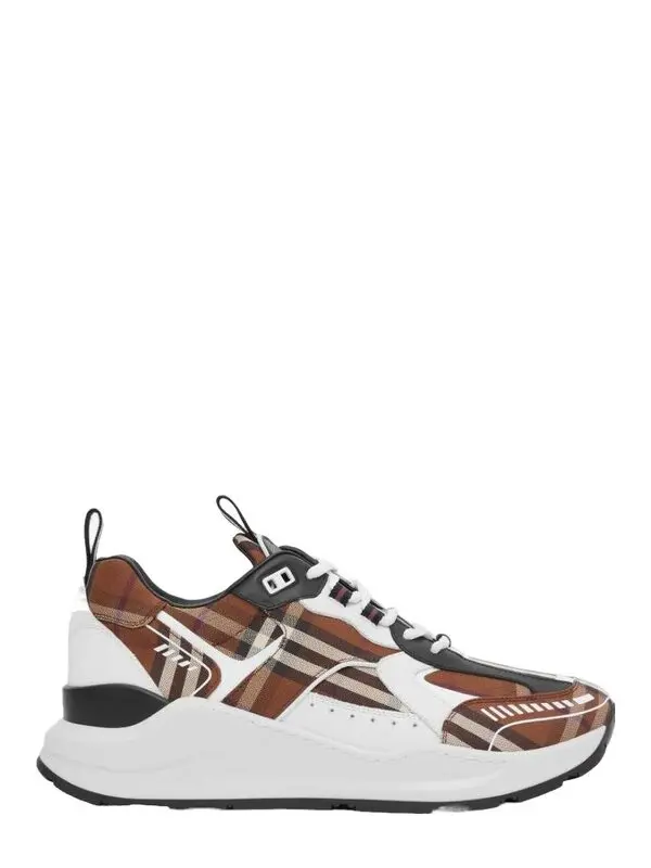 Burberry Check Pattern Lace-up Sneakers - White
