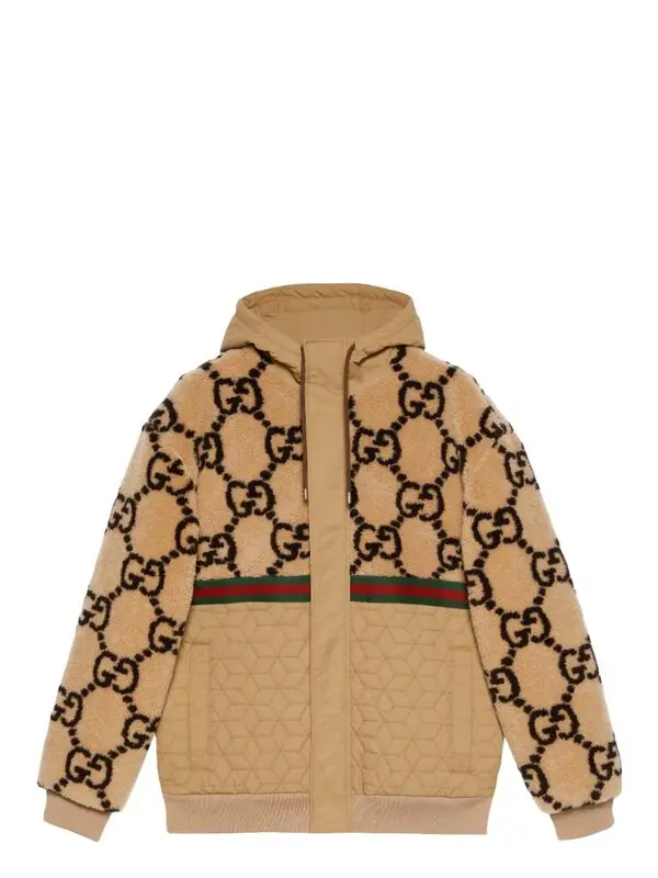 Gucci Gg Jacquard Long-sleeved Jacket - Brown